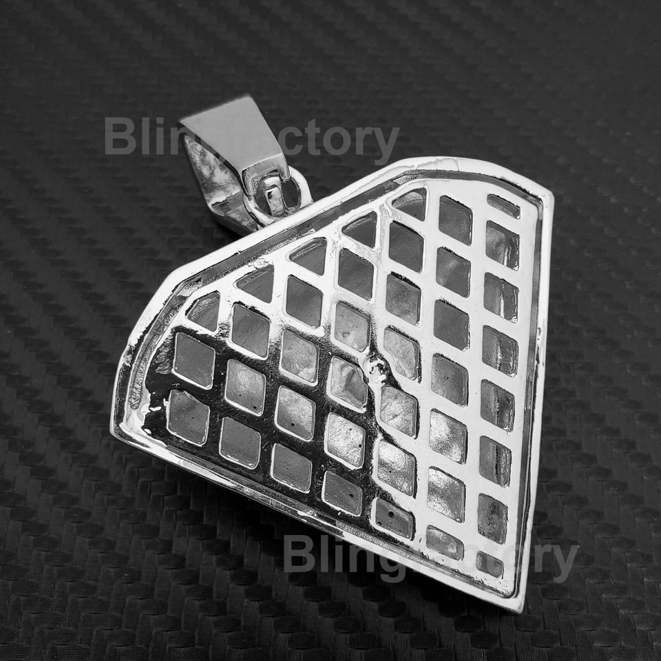 Silver Plated Alloy Iced Diamond Shape & 18" Cubic Zirconia Cuban Chain ...