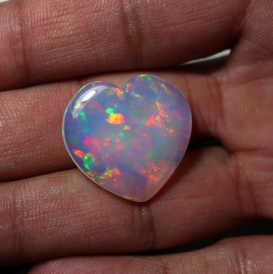 23 MM Cœur 19,4 Cts Naturel AAA+ Rouge Vert Feu Éthiopien Welo Opale ...