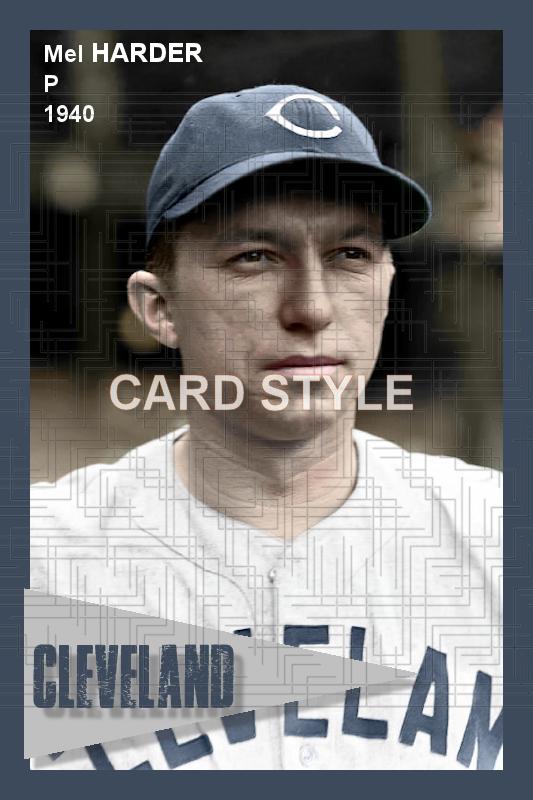 Mel Harder - 1940 Cleveland Indians - choose a style - colorized print ...