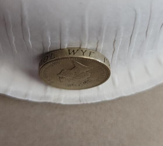 1985 ONE POUND UK COIN QUEEN ELIZABETH II ERROR COIN SIDE LETTERING ...