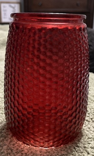 Vintage Ruby Red Reverse Hobnail Blown Glass Vase/Jar | eBay
