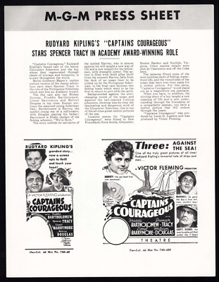 CAPTAINS COURAGEOUS Movie Pressbook Spencer Tracy Bartholomew Adventure ...