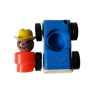 Blue Fisher Price Little People Car And Little People Farmer | eBay