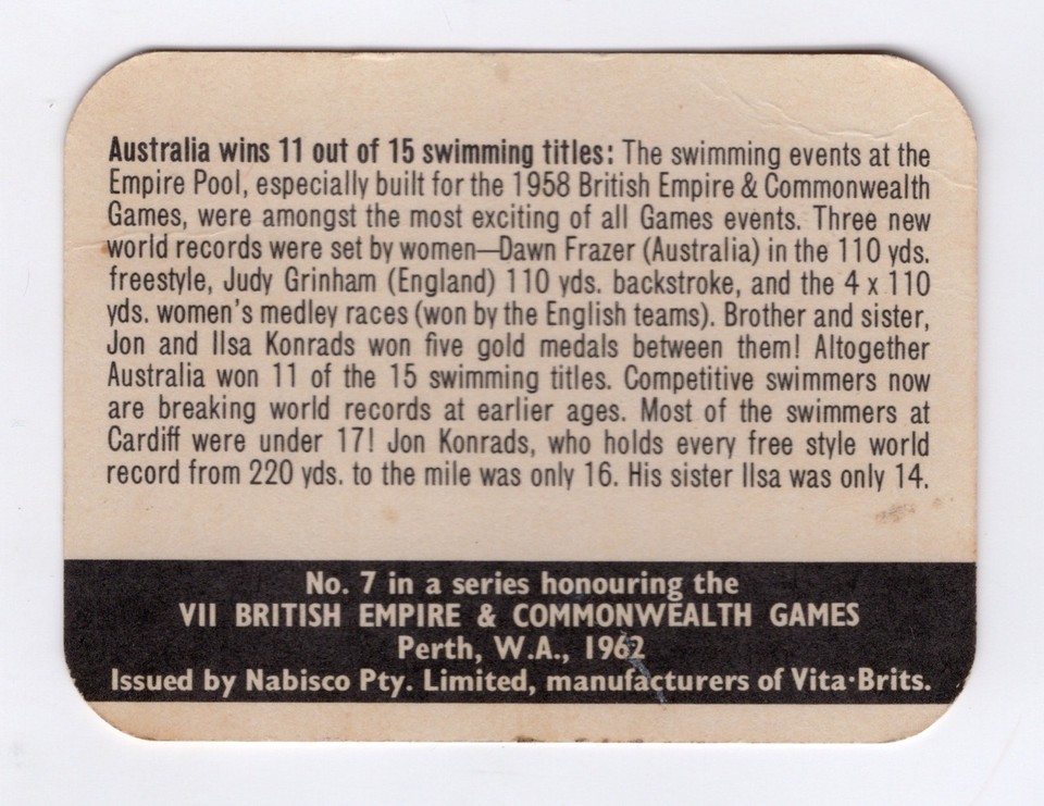 Nabisco Perth Australia #07 Commonwealth Games: Swimming The Konrad ...