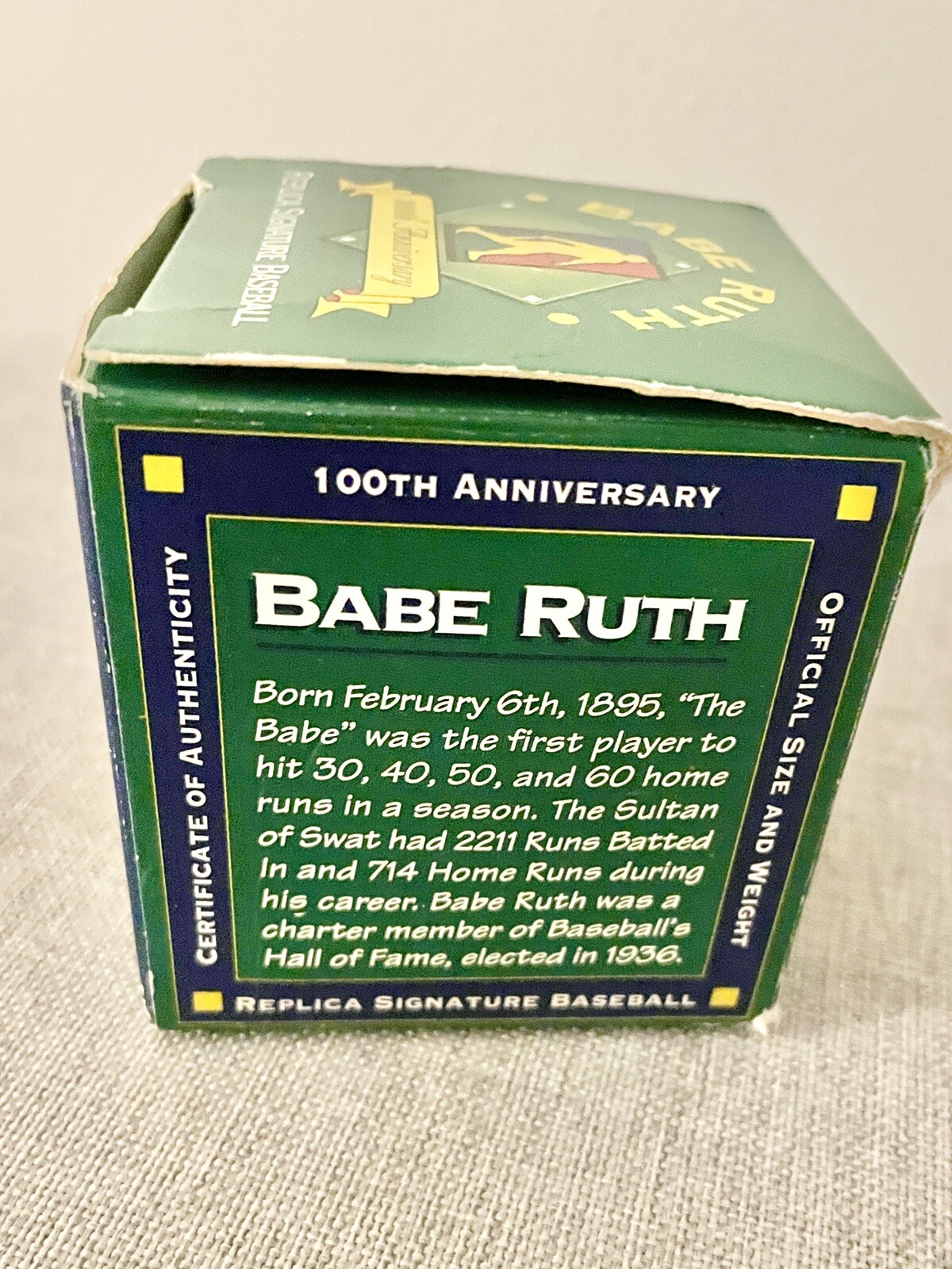 Babe Ruth Replica Signature Baseball With Certificate Of Authenticity ...