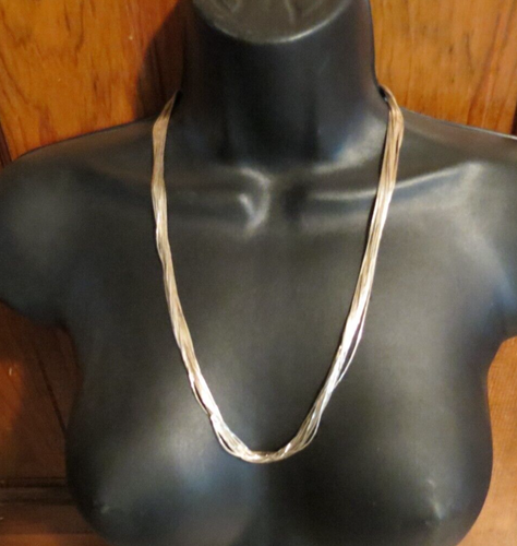 VINTAGE WOMENS 925 STERLING SILVER LIQUID NECKLACE 20 STRAND CHAIN 24 ...