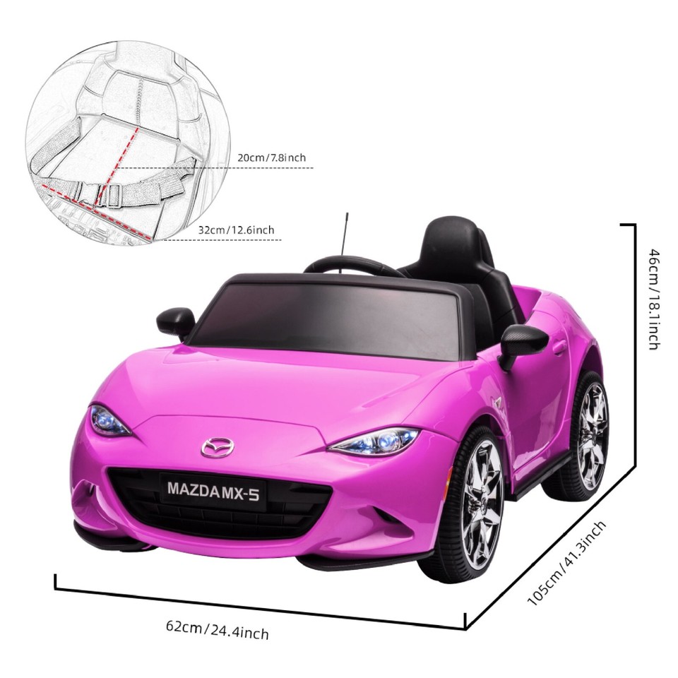 12V Pink MAZDA Ride on Toy Electric Power Wheels Car with Remote ...