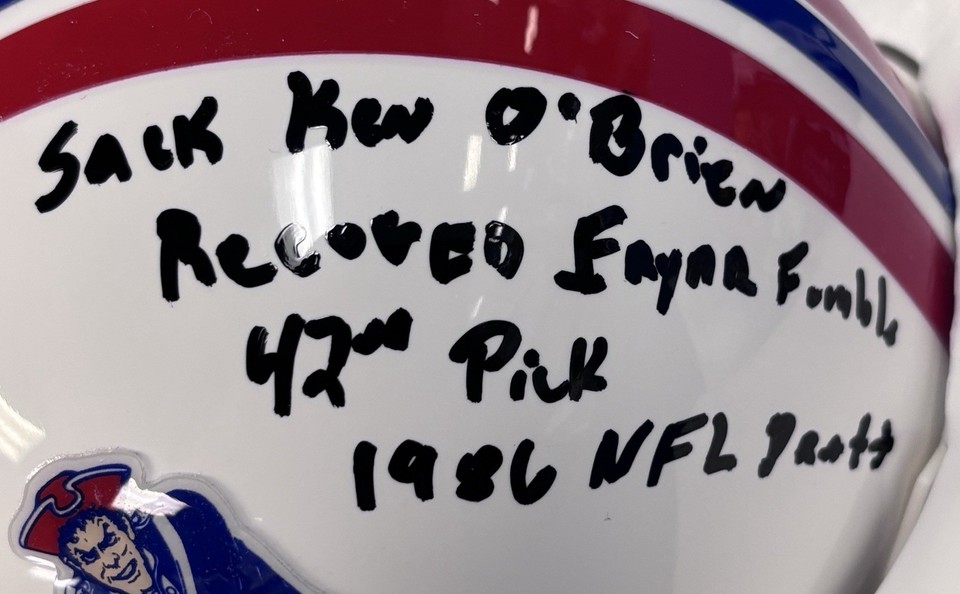 Mike Ruth Signed And Inscribed New England Patriots Mini Helmet JSA COA ...