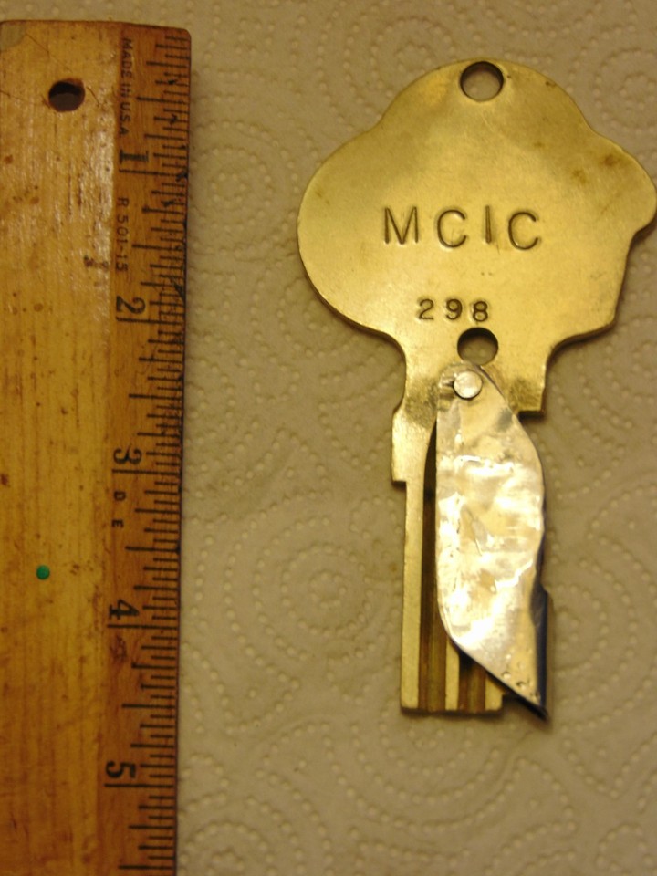 Vintage Large brass MCIC- Prison Jail Cell Key with Guard # 298 | eBay