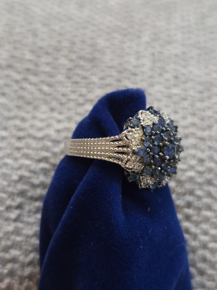 Chuck Clemency Blue Sapphire Cluster Ring | eBay