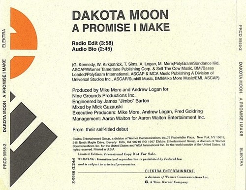 Promise I Make [Single] Dakota Moon (CD, 1998, Elektra (Label) V.G | eBay