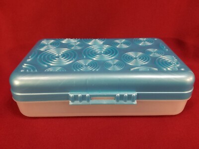 Spacemaker Pencil Box Turquoise Swirl & Frosted Clear 2002 Plastic ...