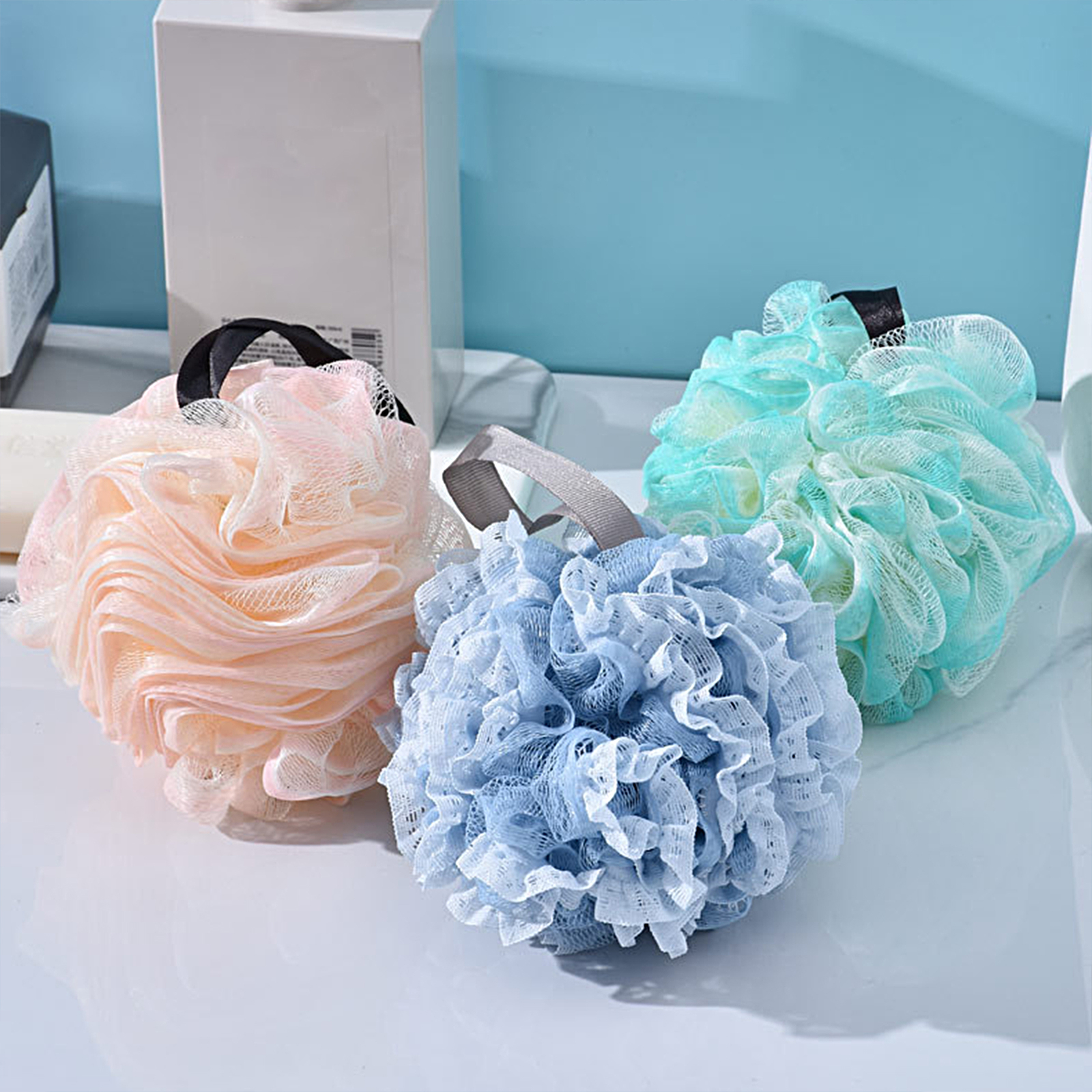 Bath Sponge Highly Absorbent Comfortable Exfoliating Mesh Shower Ball ...