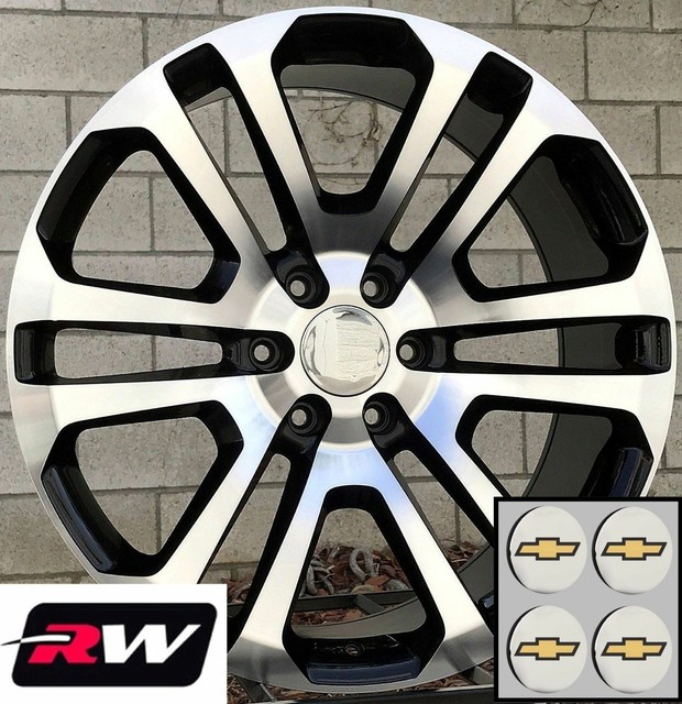 22" inch Chevy Silverado 1500 CK158 OEM Specs Wheels Black Machined ...