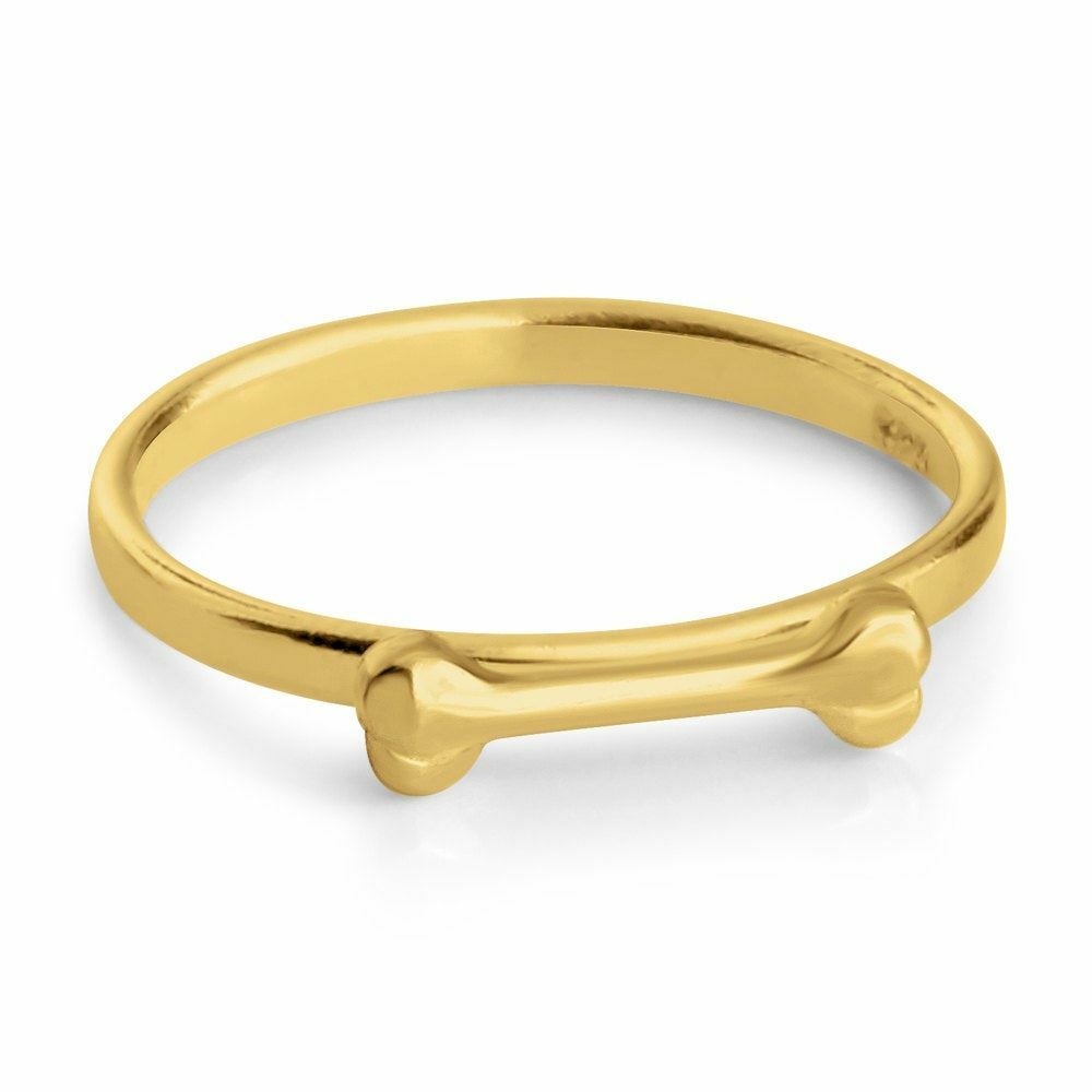 Azaggi Gold Plated Dog Bone Ring Stackable Pet Puppy Paw Perfect ...