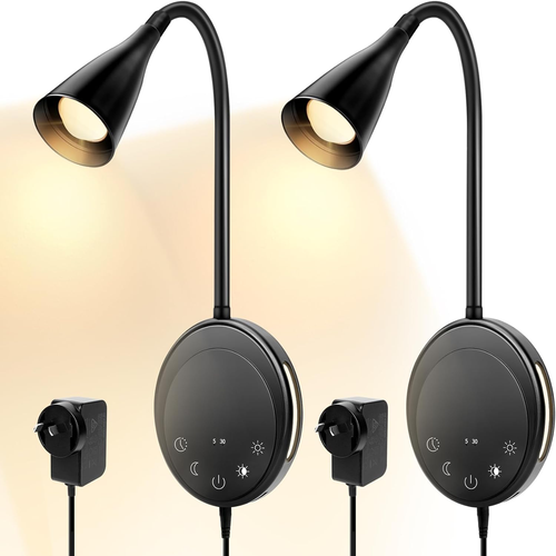 2 Sets LED Wall Mounted Reading Light, LED Desk Lamp with USB Charging ...