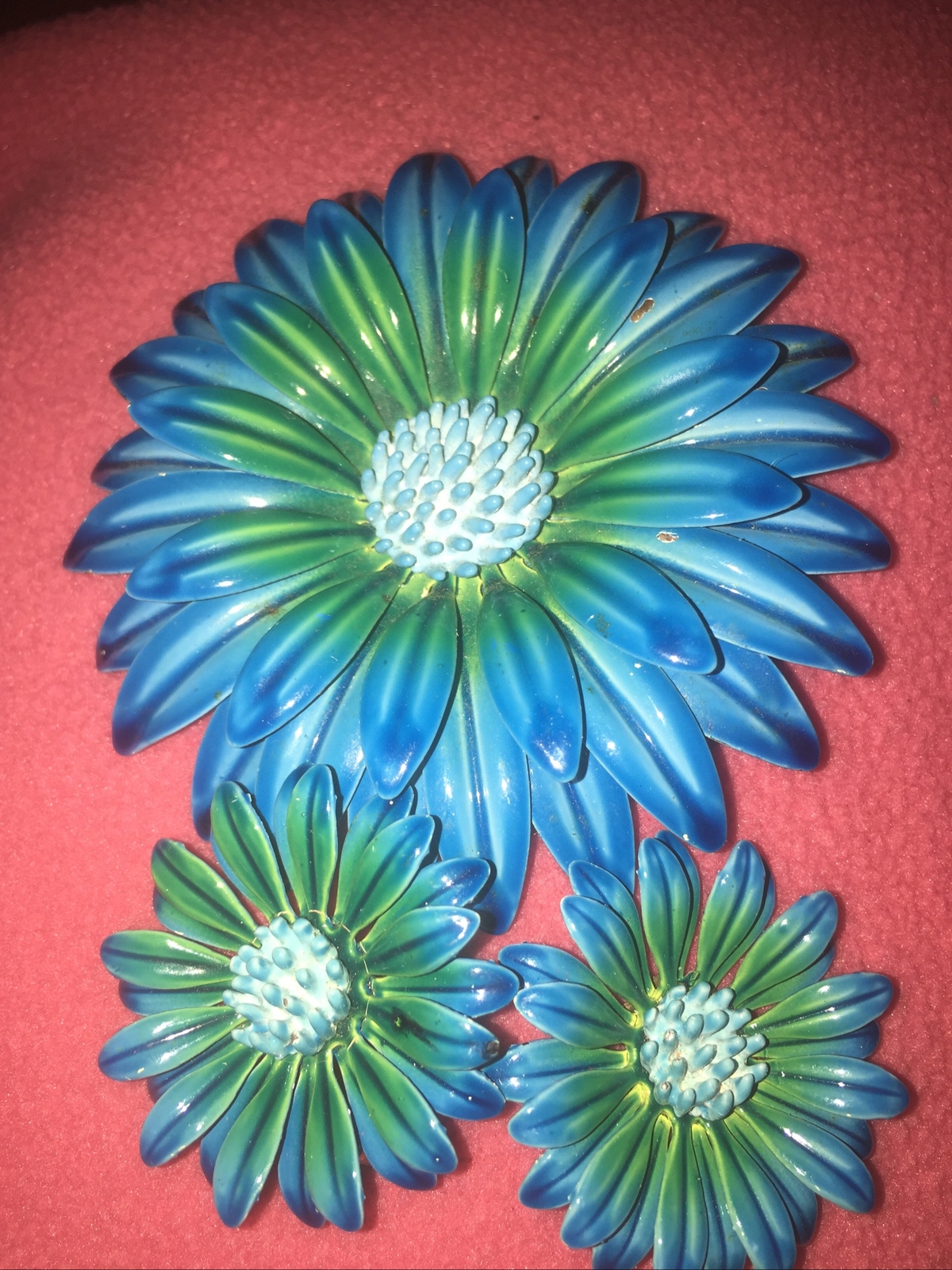 1960 Enamel Turquoise Color Daisy Brooch And Clip-on … - Gem