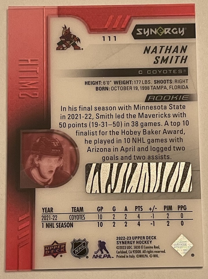 2022-23 Synergy Bounty Red Codes Rookies Tier 1 #111 Nathan Smith ...