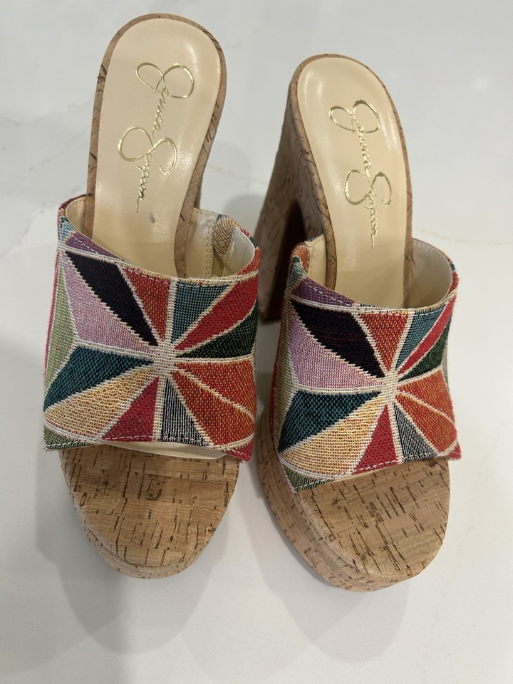 Jessica Simpson XONA- Multicolor Ultra Comfort High Heels Platform Cork ...