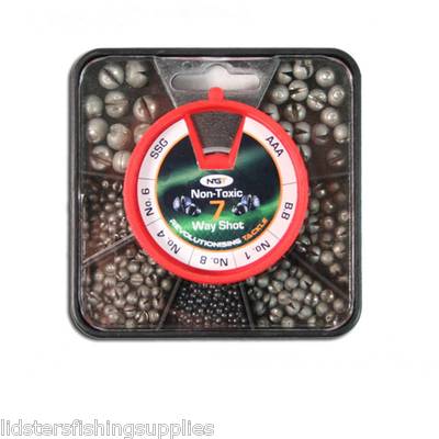 NGT 7 WAY SPLIT SHOT FISHING DISPENSER SOFT SHOT No 1 No 4 No 6 No 8 BB ...
