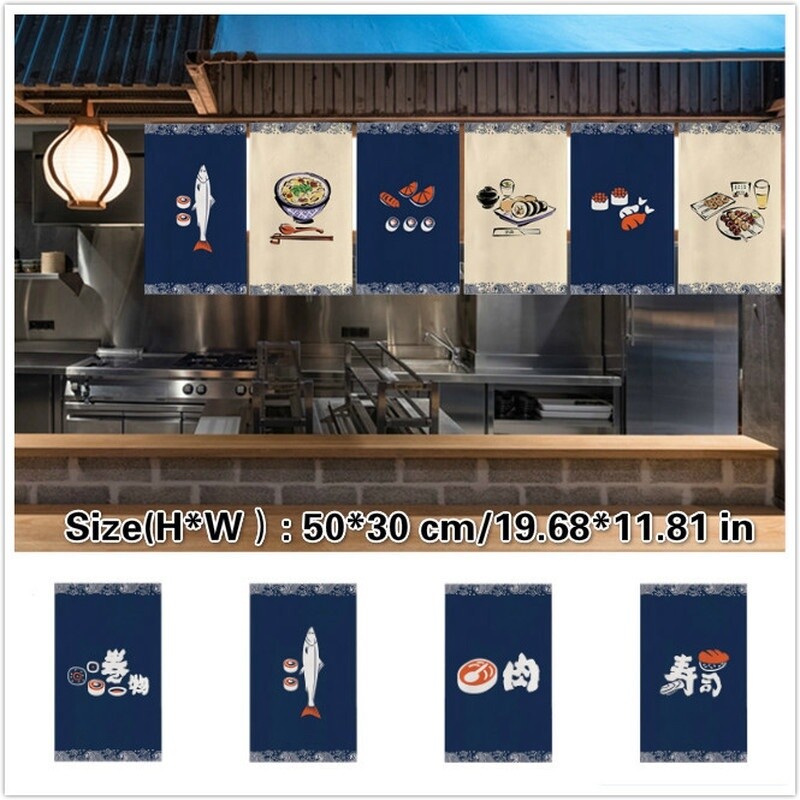 Japanese Noren Short Doorway Curtain Kitchen Room Half Curtain Valance ...