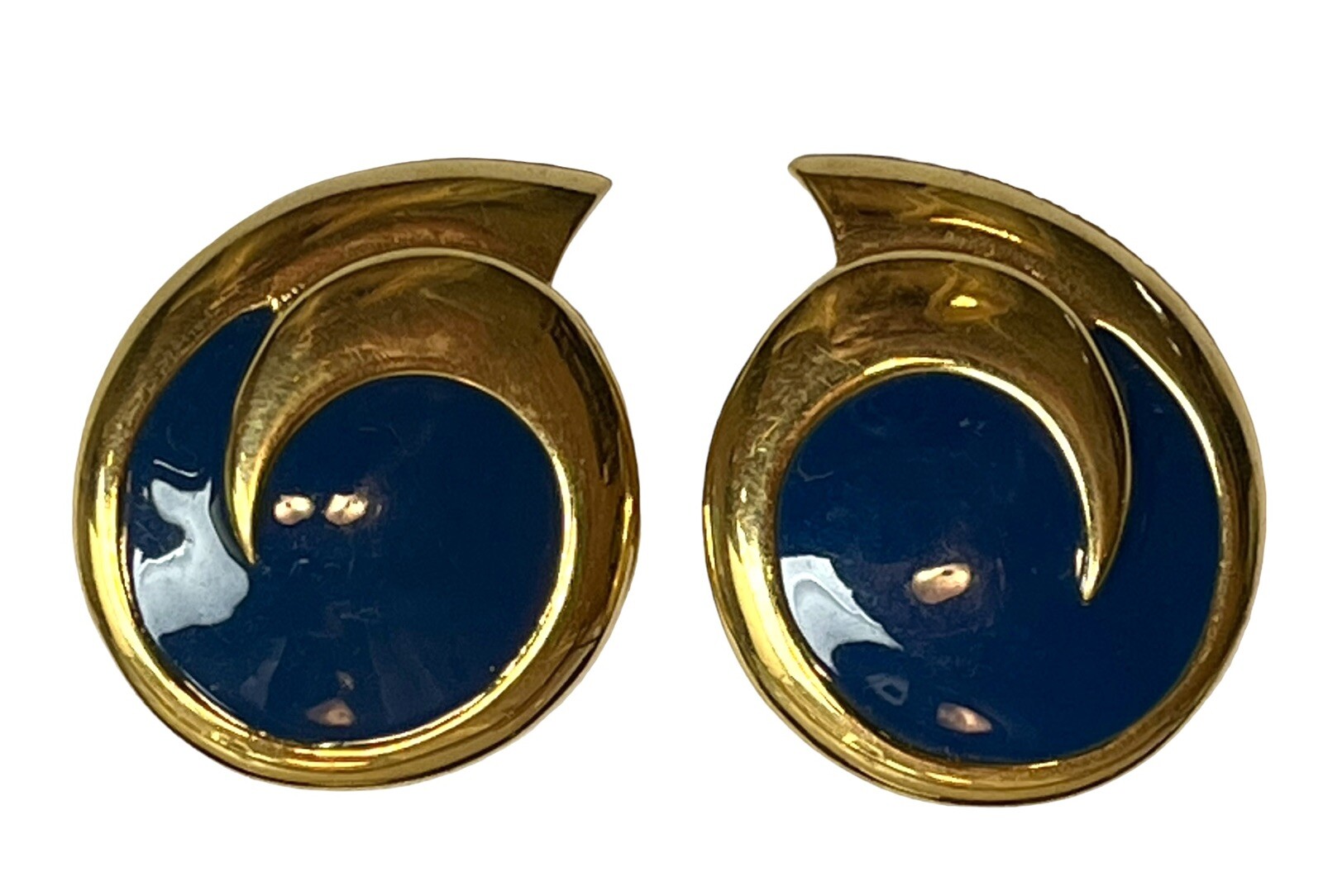 80’s Retro CLASSY NAVY BLUE GOLD ROUND SWIRL OMEGA PI… - Gem