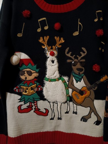 Vtg Size S Holiday Traditions Christmas Ugly Sweater" Rocking Rudolph ...