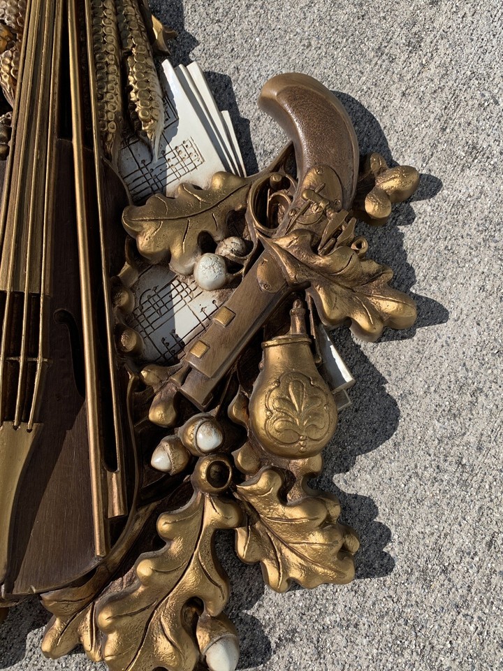 Vintage SYROCO Gold Lute Harp Violin Mandolin Sheet Music Wall Art 29/ ...