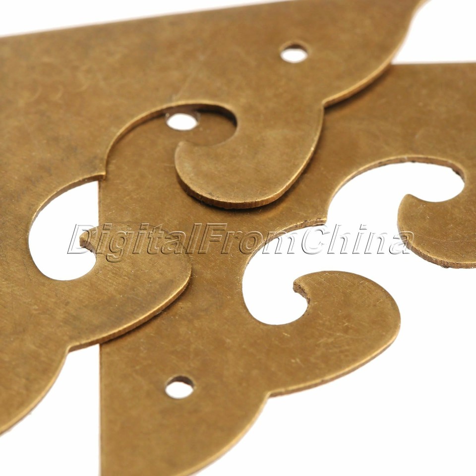 4 x Chinese Furniture Corners Hardware Brass Cabinet Trunk Jewelry ...