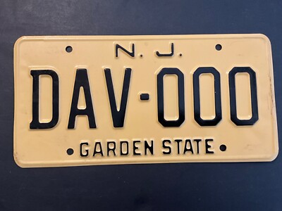 1975 New Jersey DAV SAMPLE License Plate Tag DAV-000 Disabled American ...