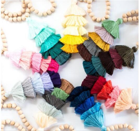 10mm Wood Beads Chain Long Necklace Boho Morandi Cotton Macrame Tassel ...