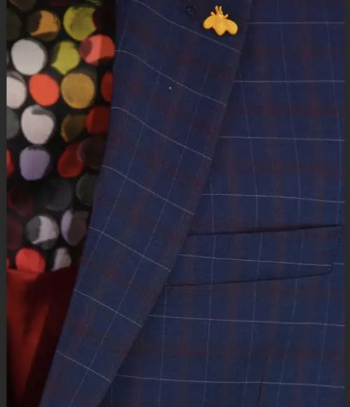 GIBSON LONDON Mens Navy Blue Marriot Mod Tartan 2 Button Suit Jacket ...