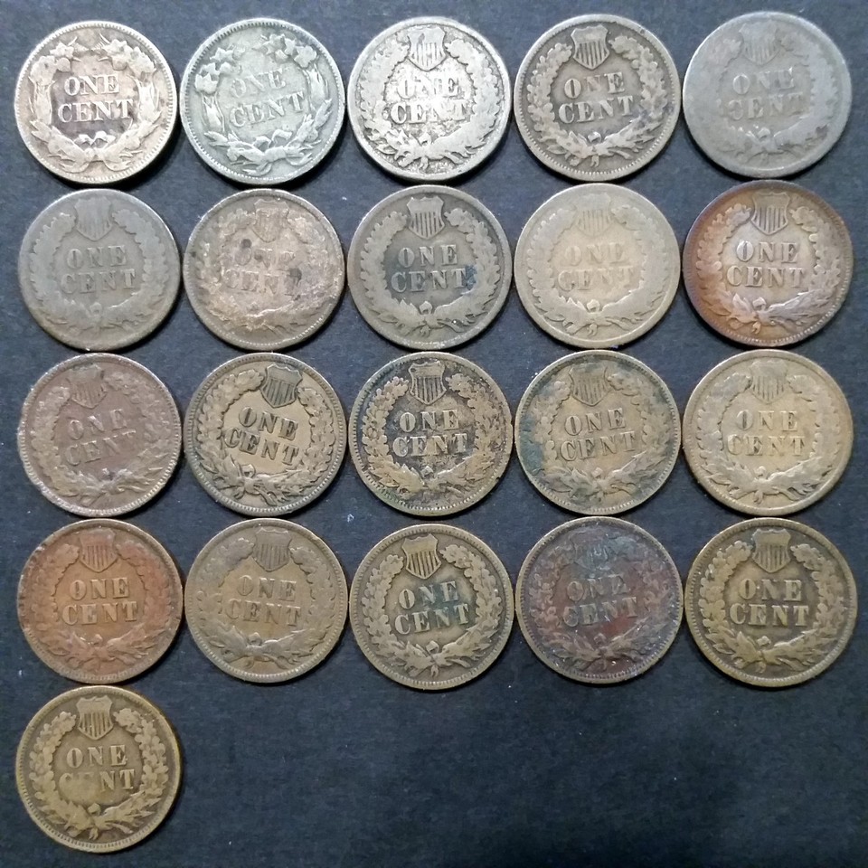 26 pc Lot Flying Eagle & Indian Head Penny Cent 21 Unique Set Partial ...