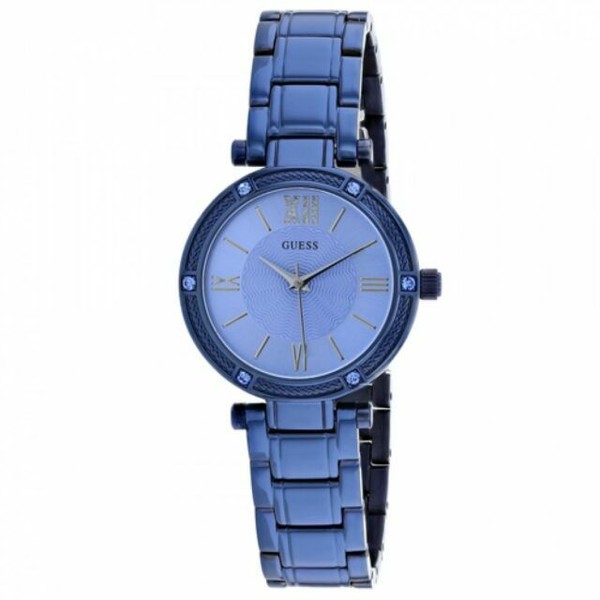 GUESS Women's W0767L4 Park Ave Crystal Blue Stainless Steel Watch for ...