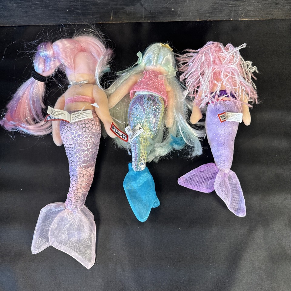 Douglas Lot of 3 Mermaids 8-10" Plush Stuffed Animal Cuddle Toy | eBay