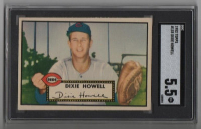 1952 Topps DIXIE HOWELL #135 Red Back EX+ SGC 5.5 Cincinnati Reds SHARP ...