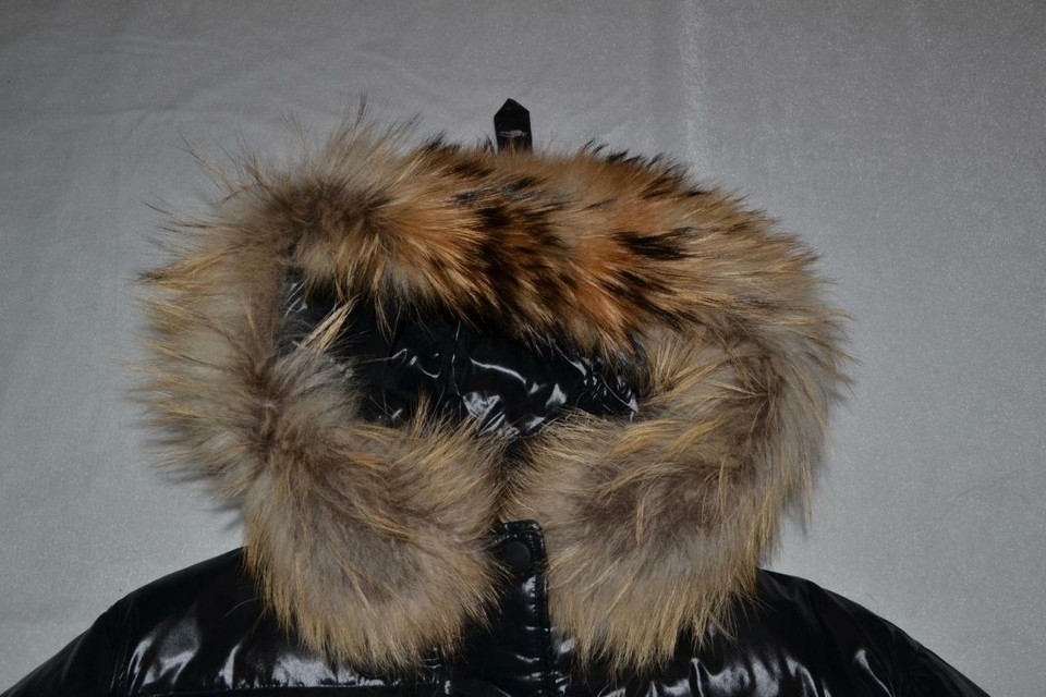 AUTHENTIC SAM. SKYLER Fur Trim BOMBER JACKET Hood Black Jet ALL SIZES ...