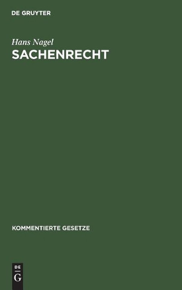 Sachenrecht by Hans Nagel (German) Hardcover Book 9783486257717| eBay