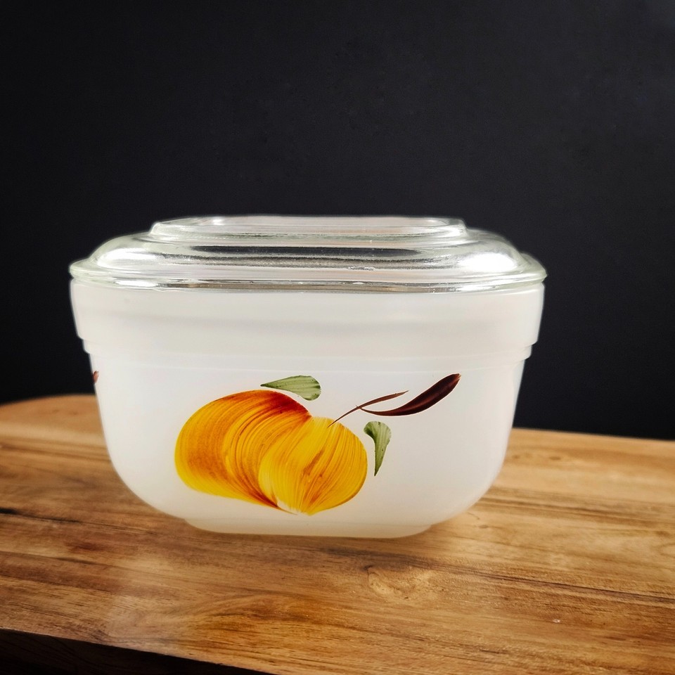 Vtg Fire King Anchor Hocking Gay Fad Hand Painted Square Refrigerator ...