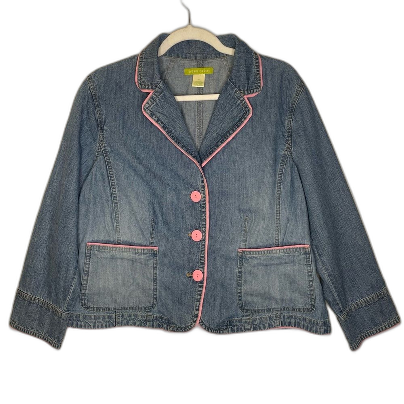 Sigrid Olsen Chambray Distressed Jean Jacket Barbie P… - Gem