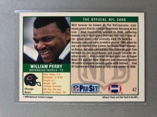 1989 Pro Set **William Perry ***CARD NUMBER 47 **ERROR CARD | eBay