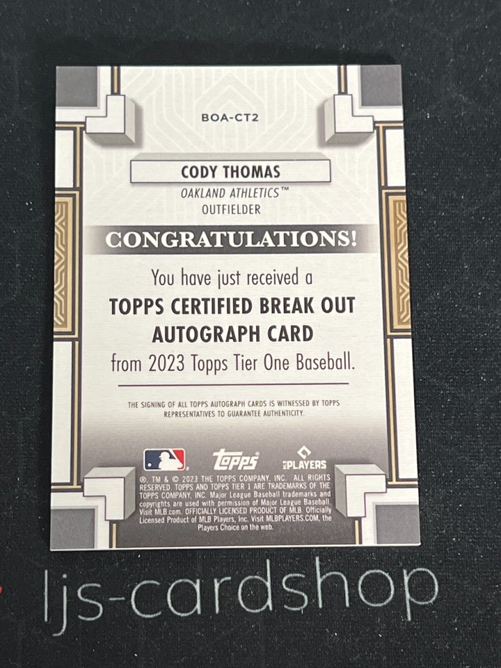 2023 Topps Tier One Cody Thomas RC BOA-CT Breakout Auto /299 Rookie JB ...