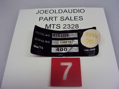 MTS 2328 Rear Cabinet Badge. Tested. Parting Out 2328 | eBay