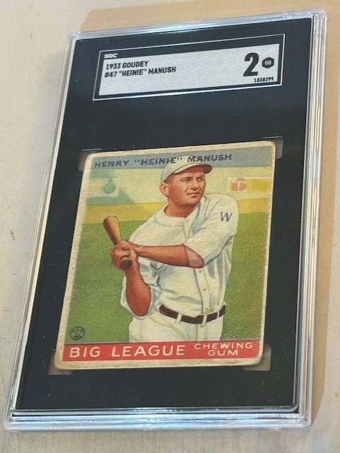 1933 GOUDEY #47 HENRY HEINIE MANUSH SGC 2 GD WASHINGTON SENATORS ...