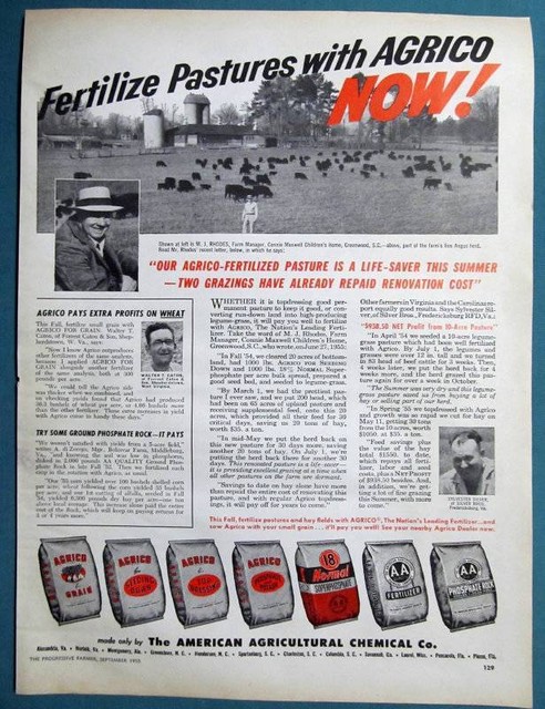 Original 1955 Fertilizer Ad Photo Endorsed by Walter Caton ...