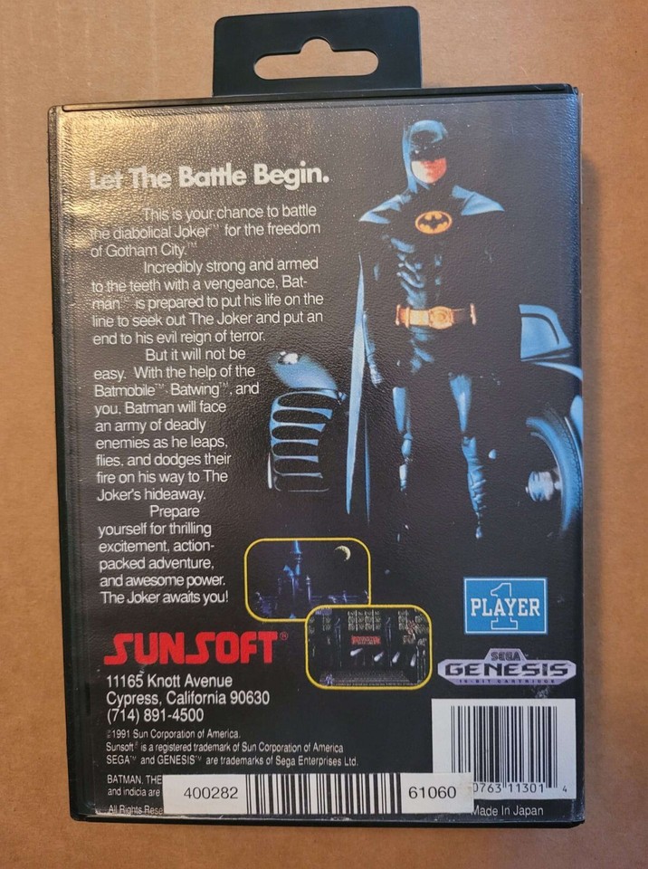 Batman: The Video Game (Sega Genesis, 1990) Tested, Authentic Fast ...