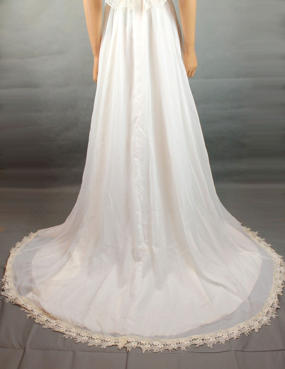 Hippie Wedding Gown XS Vintage Off White Chiffon High Collar Hippie Wedding Gown XS Vintage Off White Chiffon High Collar