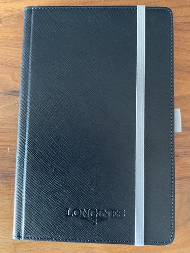 LONGINES Black Stitched Leather Look Notebook A5 Lined Pages & Pen ...
