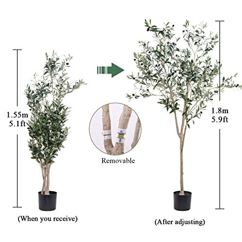 Artificial Olive Tree, 6FT Tall Faux Silk Plant Artificial Tree in ...