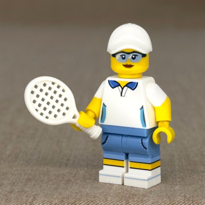 Lego BAM Tennis Player Minifigure with Racket Blue Shorts Female - NEW ...